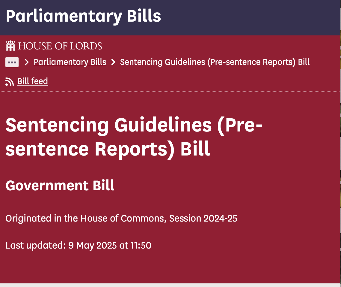 Sentencing Guidelines (Pre-Sentence Reports) Bill – Dr Shona Minson